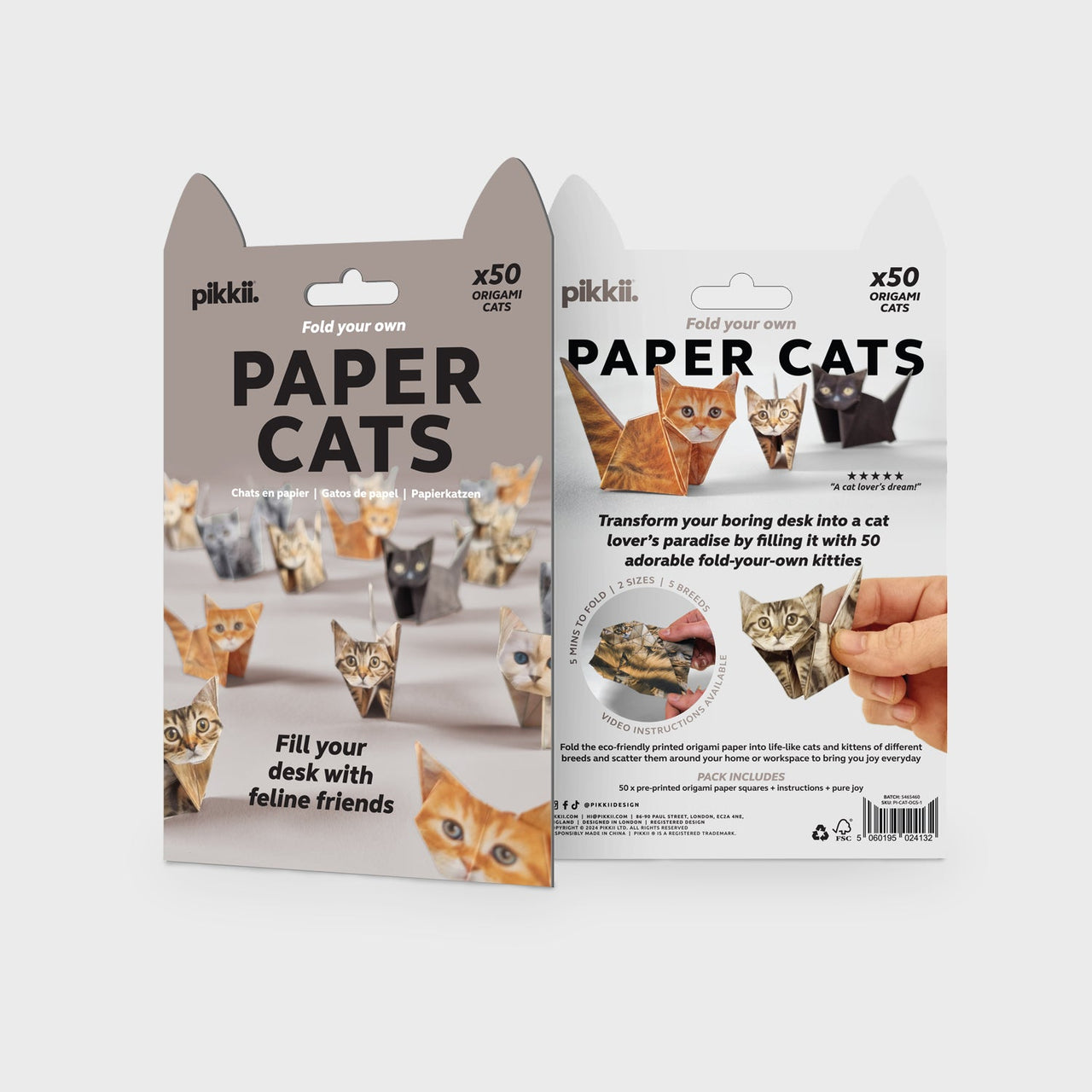 Paper Cats | Origami Cat Craft Kit | Fun Gift for Cat Lovers by Pikkii ...